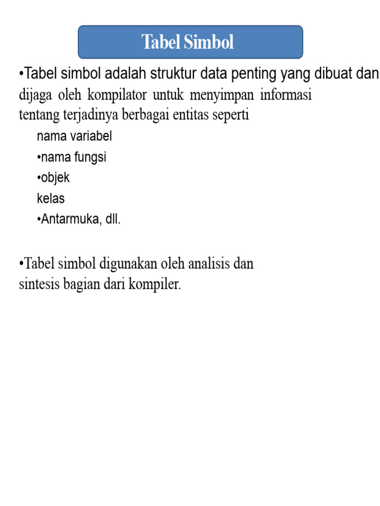 Panduan Lengkap Tabel Simbol dalam Kompilator | PDF