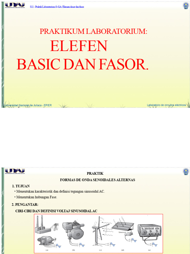 S11 - Praktik Laboratorium 8 - Elemen Dasar Dan Fasor. | PDF