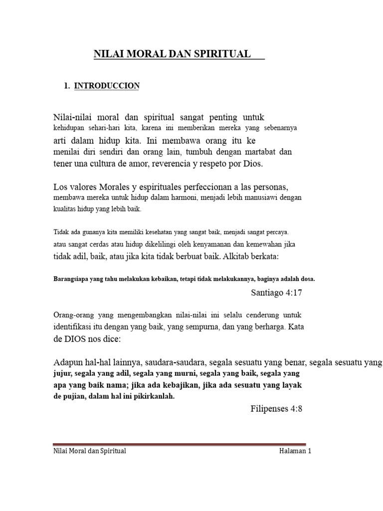 Nilai Moral Dan Spiritual | PDF