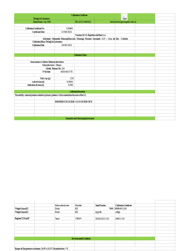 Excel Calibration | PDF | Calibration | Mass