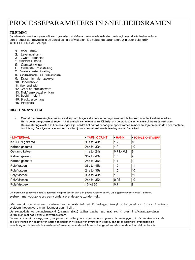 Procesparameters in Simplex | PDF