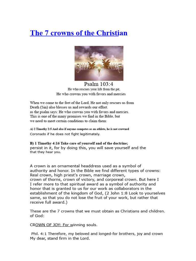 The 7 Crowns of The Christian | PDF | Glory (Religion) | Elder ...
