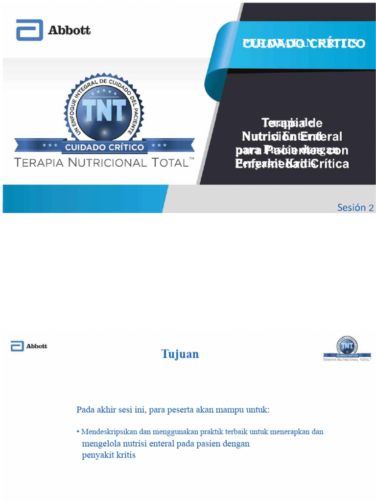 Tnt-Cc-Sesion-2-Terapi-Nutrisi-Enteral-Untuk-Pasien-Dengan-Penyakit - Kritis - 28-Sep | PDF