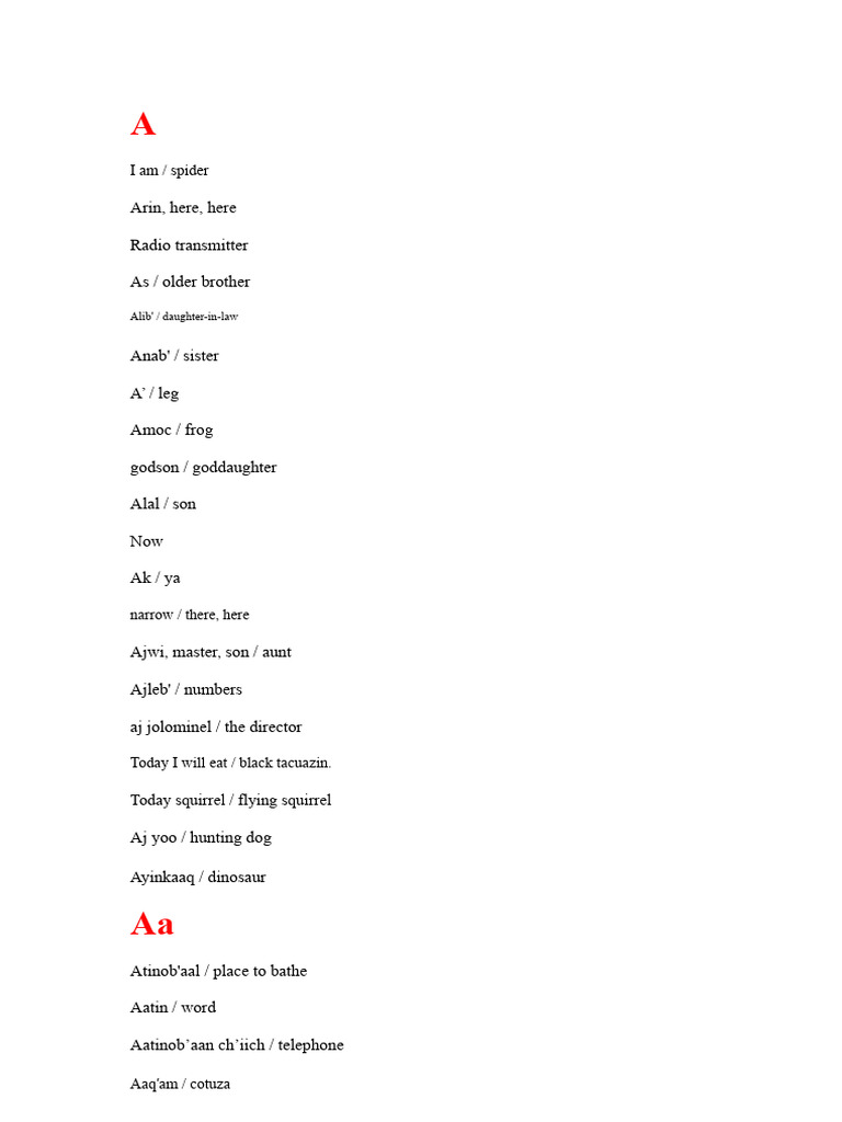 Words in Q Eqchi | PDF