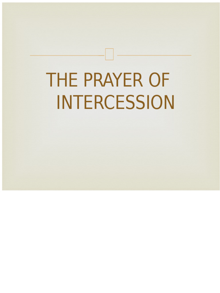 The Prayer of Intercession | PDF | Intercession | Prayer