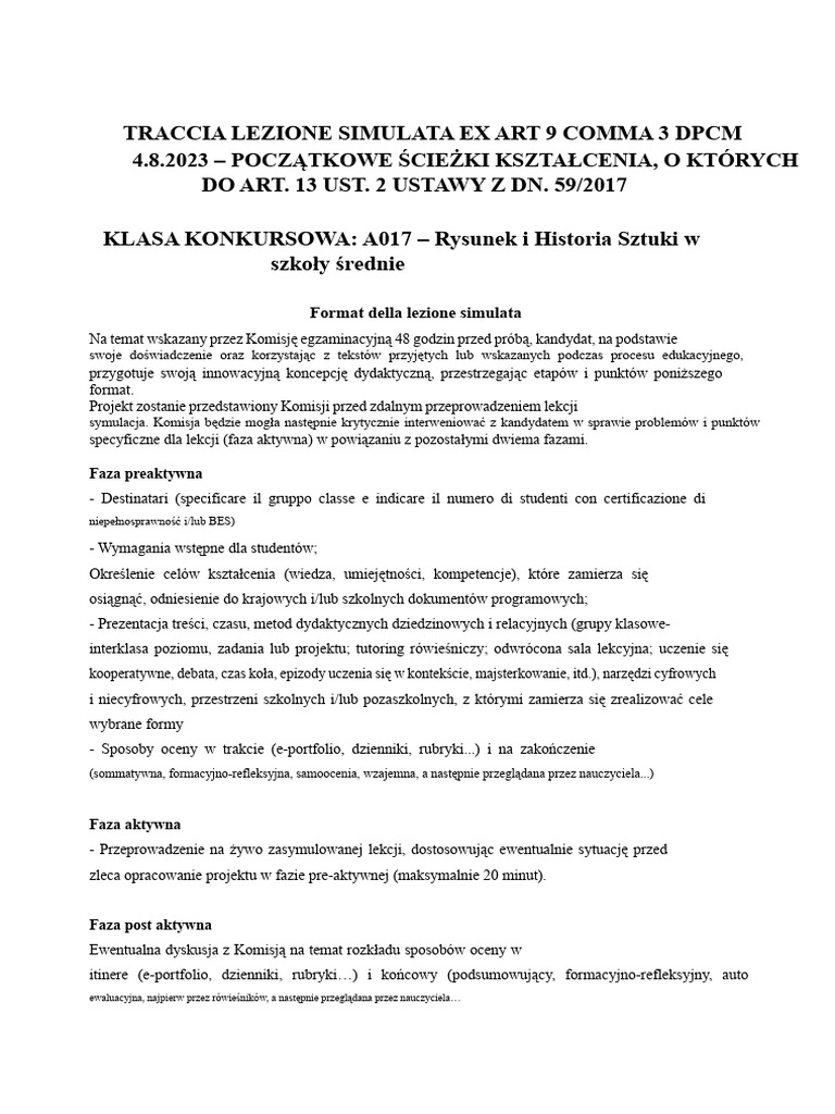 Format Lekcji Symulacyjnej A017 | PDF