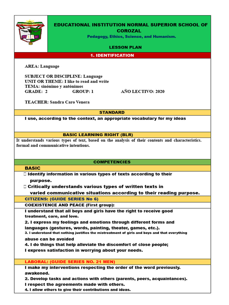 lesson plan synonym and antonym | PDF | Learning | Human Communication