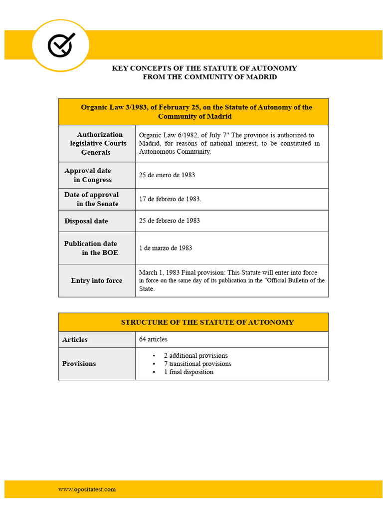 Key Concepts of Madrid's Autonomy Statute | PDF | Spain | Presidents Of ...