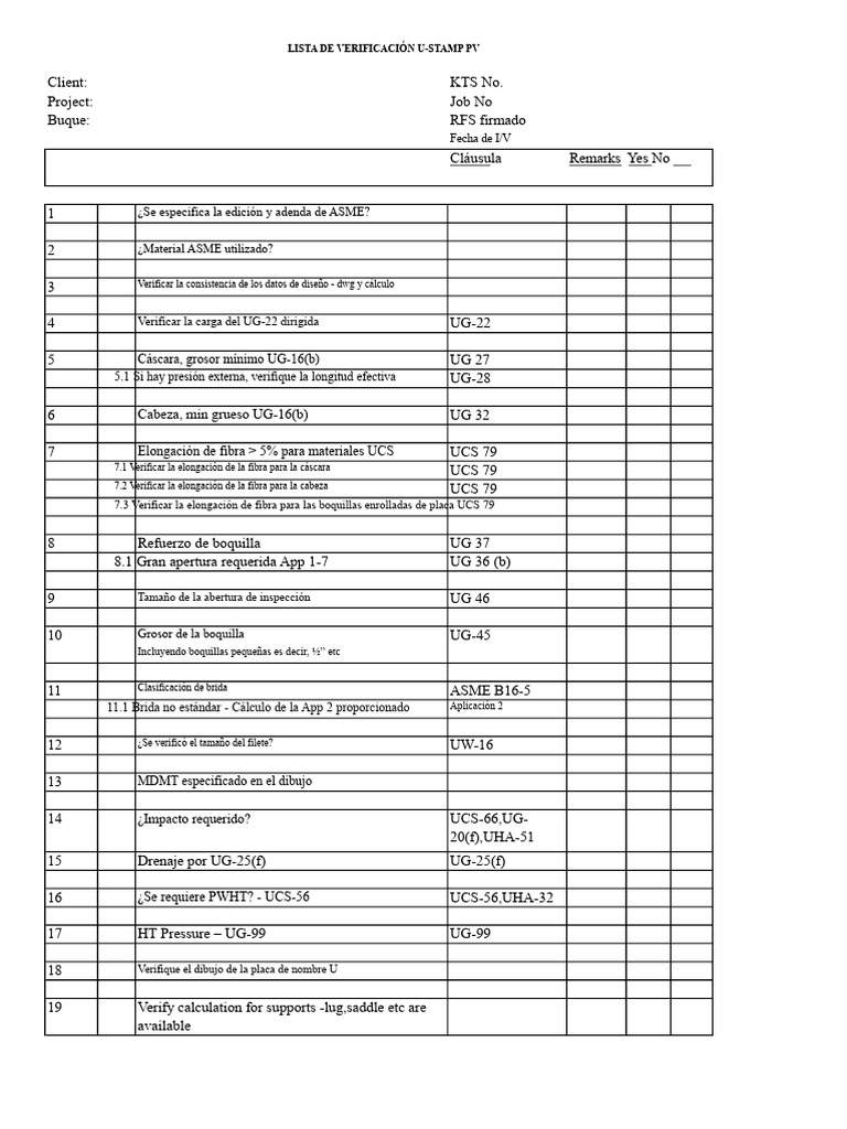 Lista de Verificación para La Revisión de Diseño Del Sello U de ASME | PDF