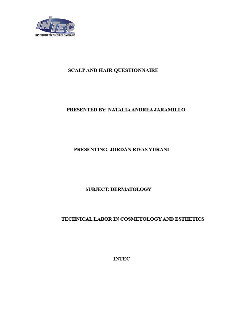 SOLUTION QUESTIONNAIRE SCALP AND HAIR | PDF | Hair | Skin