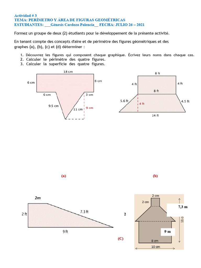 Périmètre et aire des figures géométriques | PDF | Zone | Concepts ...
