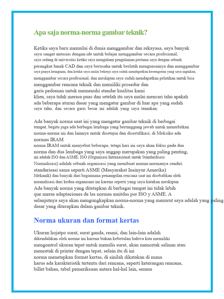 Norma Dasar Gambar Teknik ISO dan ASME | PDF