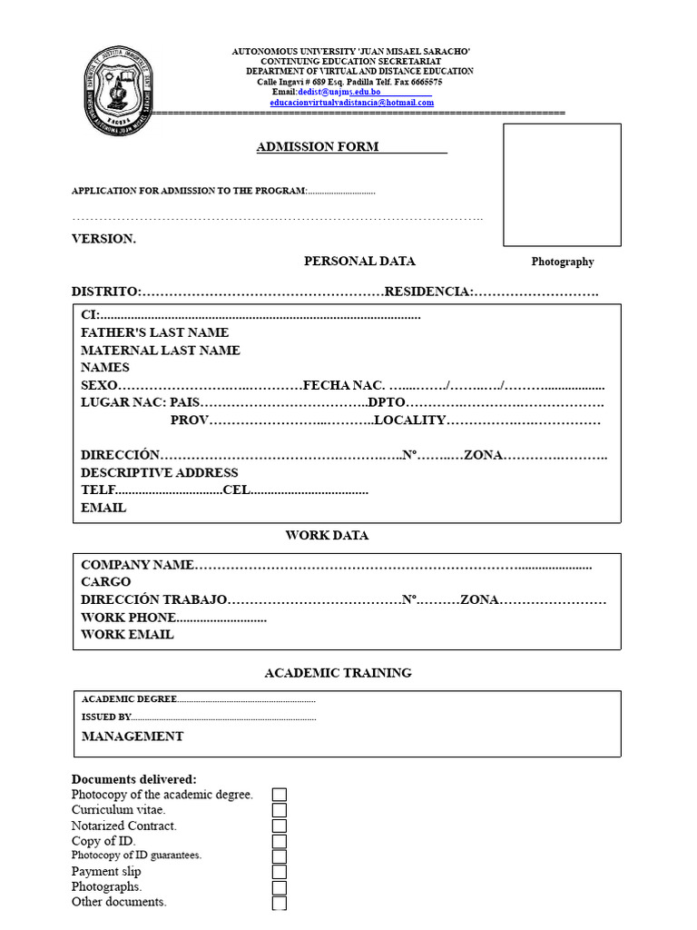 Admission Form | PDF