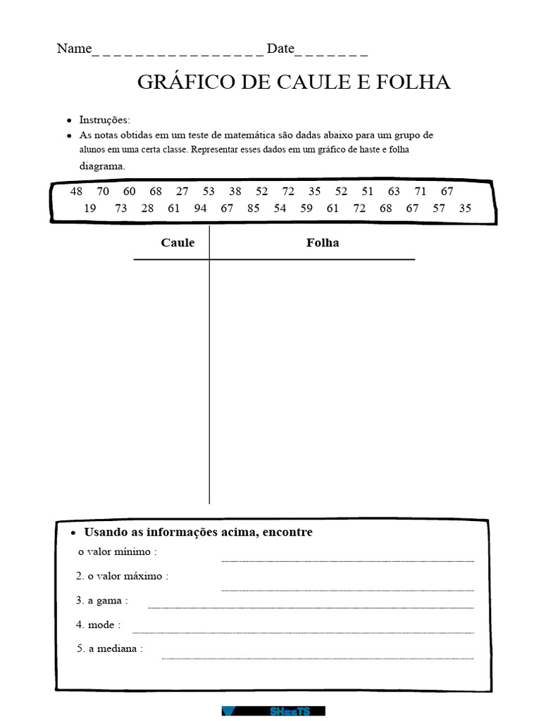 Gráfico de Caule e Folha: Notas de Matemática | PDF
