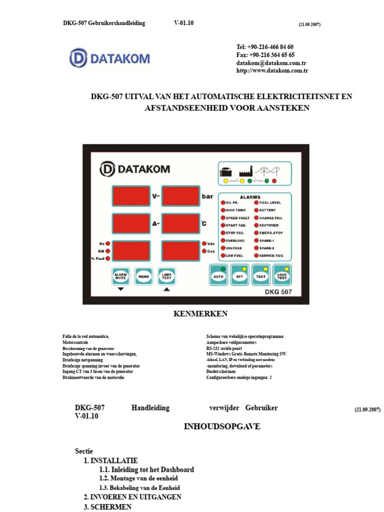 Afstandseenheid Voor Aansteken: Dkg-507 Uitval Van Het Automatische ...