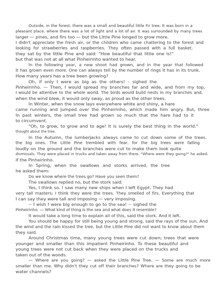 The Little Pine Tree's Journey | PDF | Pine | Trees