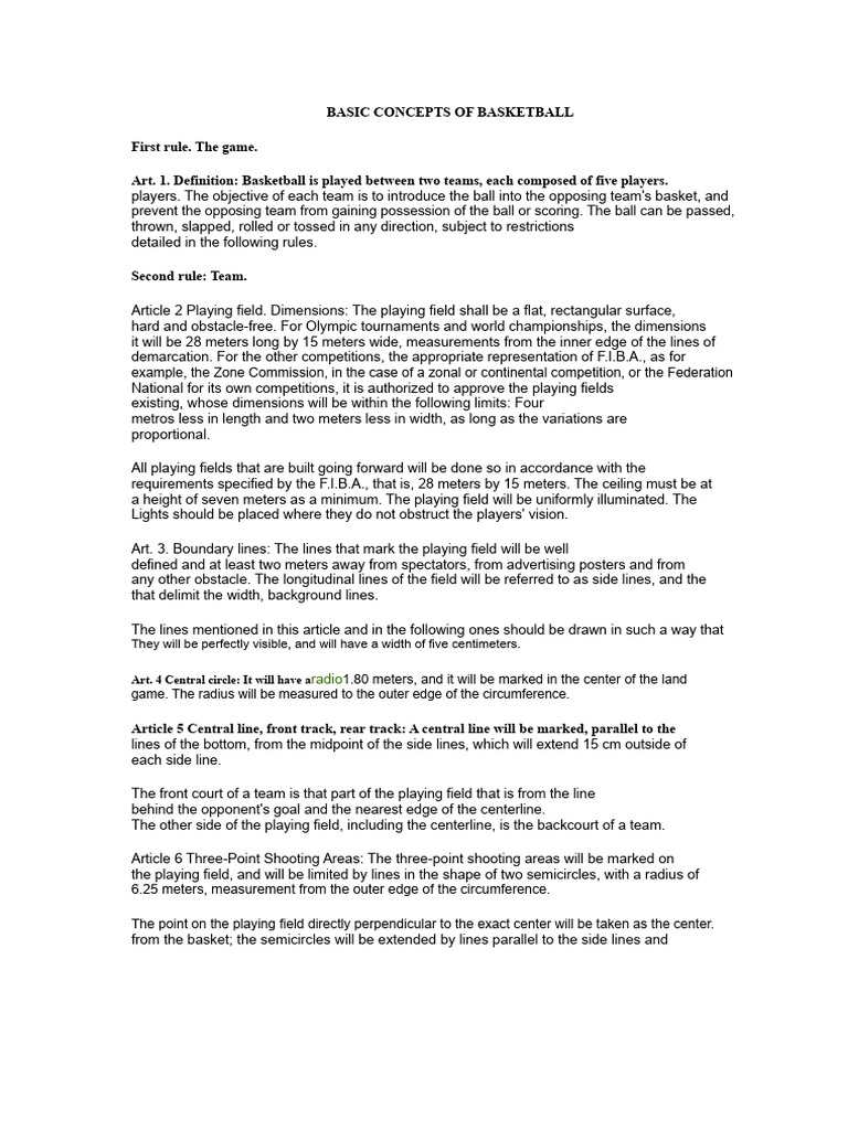 Basic Notions of Basketball | PDF | Referee | Team Sports
