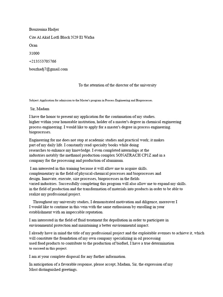 MOTIVATION LETTER PARIS SACLAY (1) | PDF