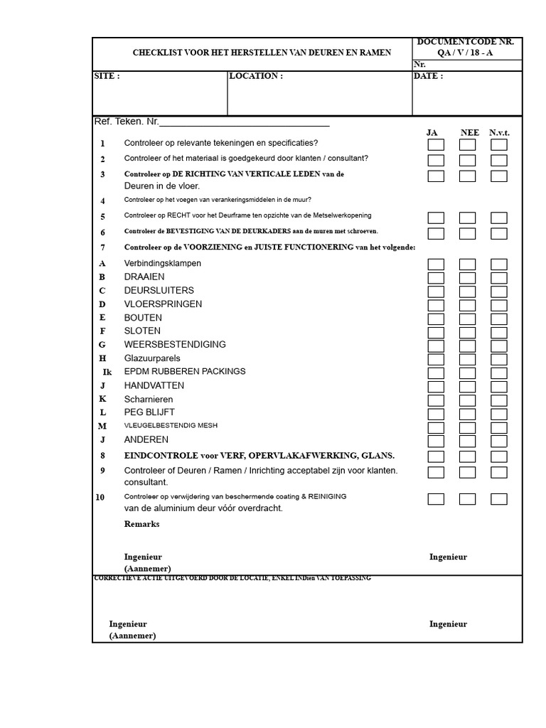 Doc27 - Checklist Voor Aluminium Ramen | PDF