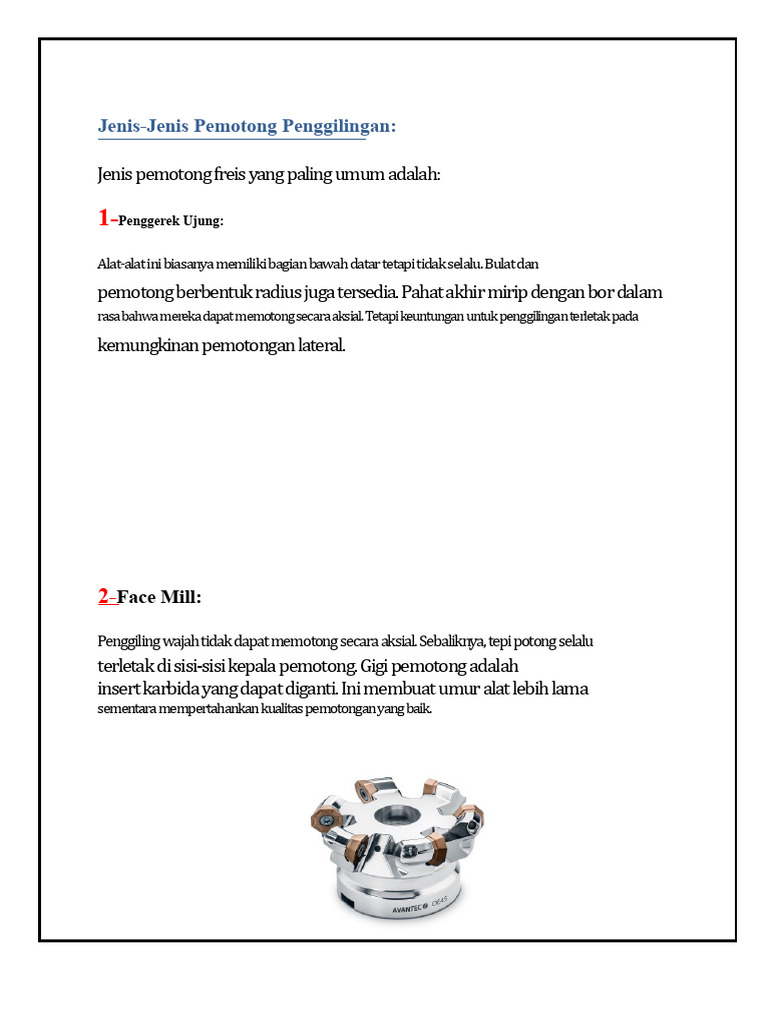 Jenis-Jenis Alat Pemotong Frais | PDF