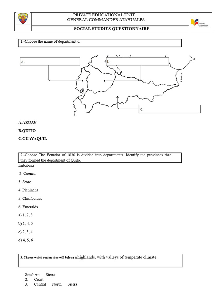 Social Studies Questionnaire: Private Educational Unit General ...