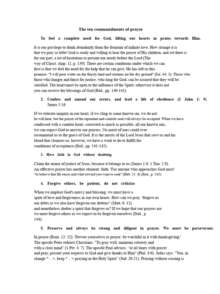 Ten Commandments of Effective Prayer | PDF | Prayer | Forgiveness