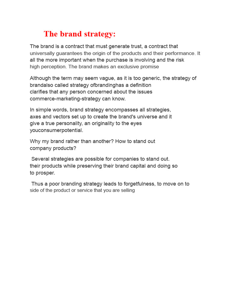 The brand strategy | PDF | Brand | Business Economics