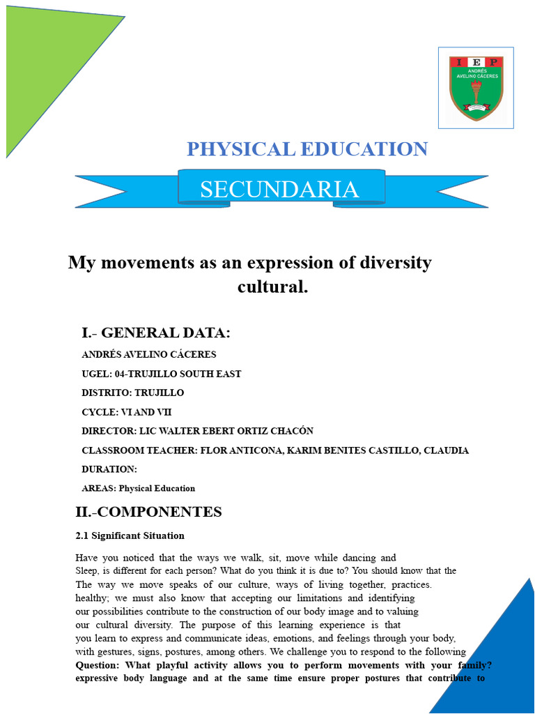 EXPERIENCE No. 04 PHYSICAL EDUCATION HIGH SCHOOL | PDF | Gesture ...