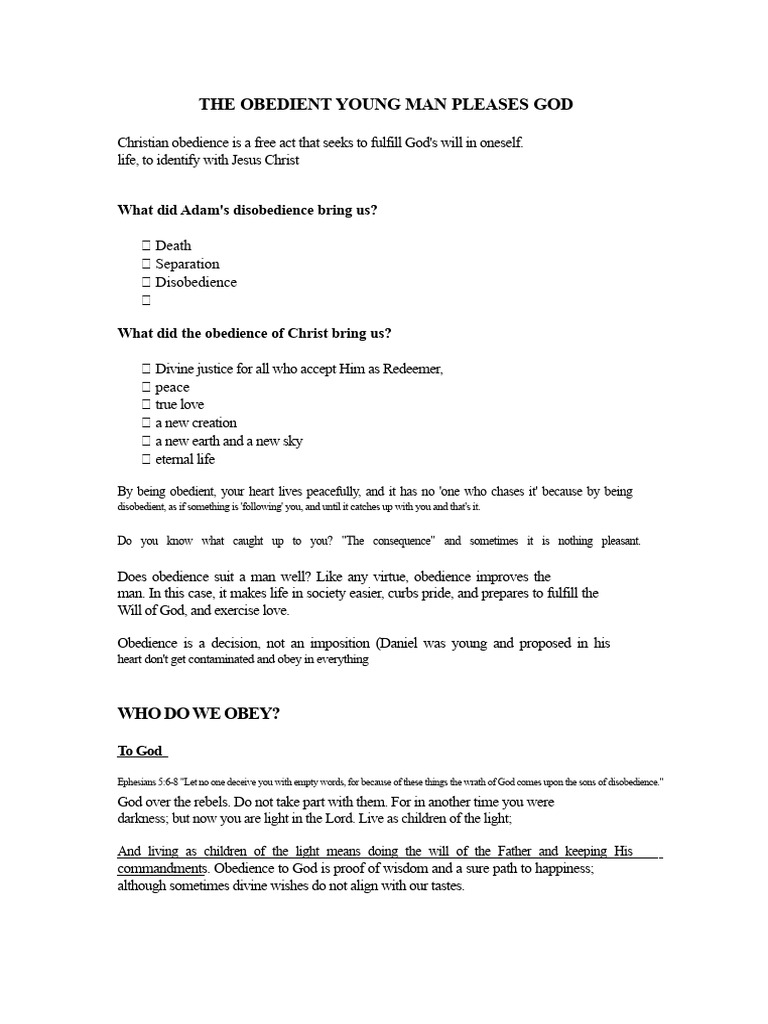 The Young Man and Obedience | PDF | Bible | God