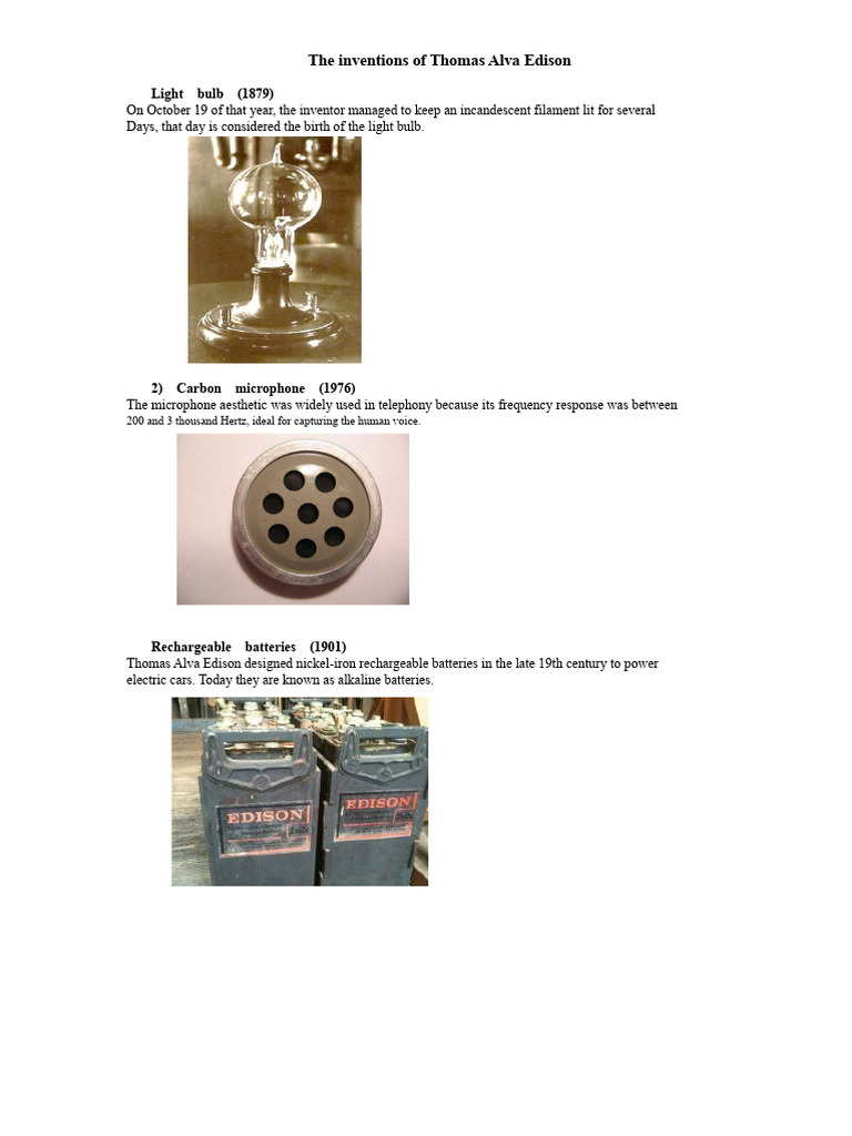 The Inventions of Thomas Alva Edison | PDF