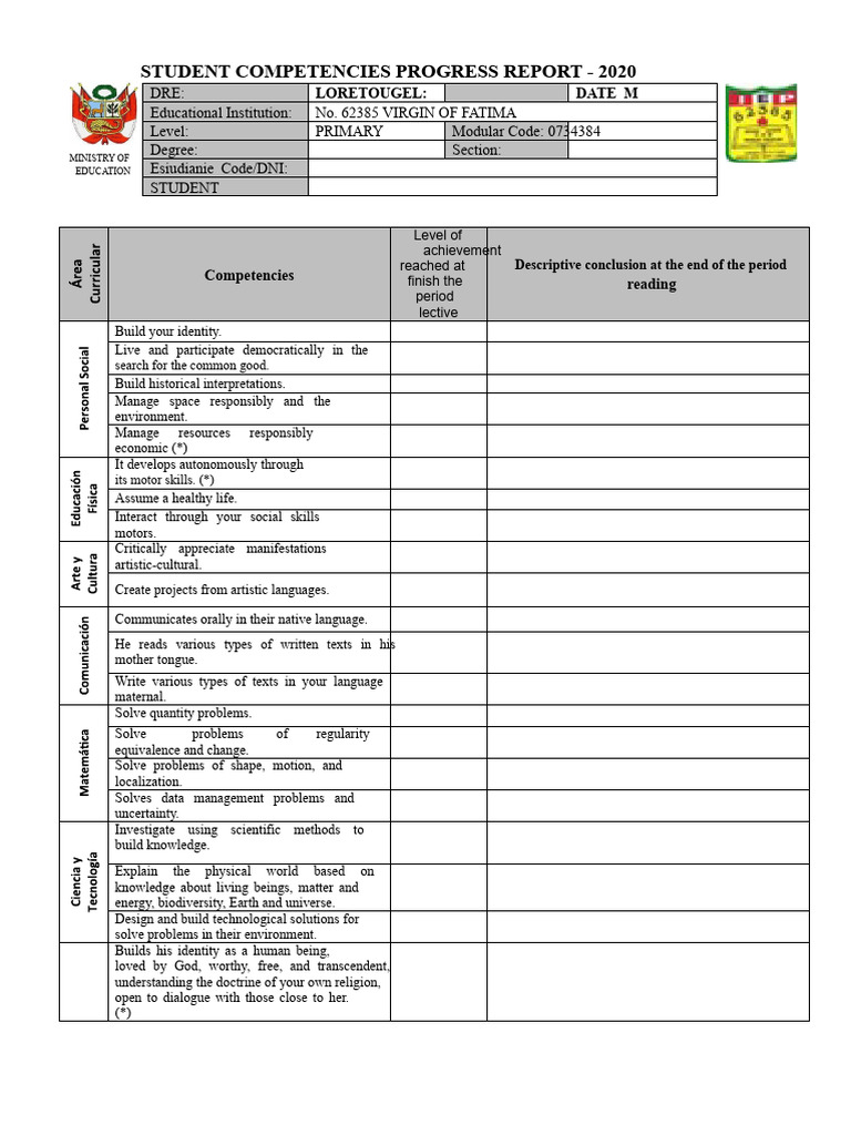 Progress Report Card - Primary | PDF | Knowledge | Universe