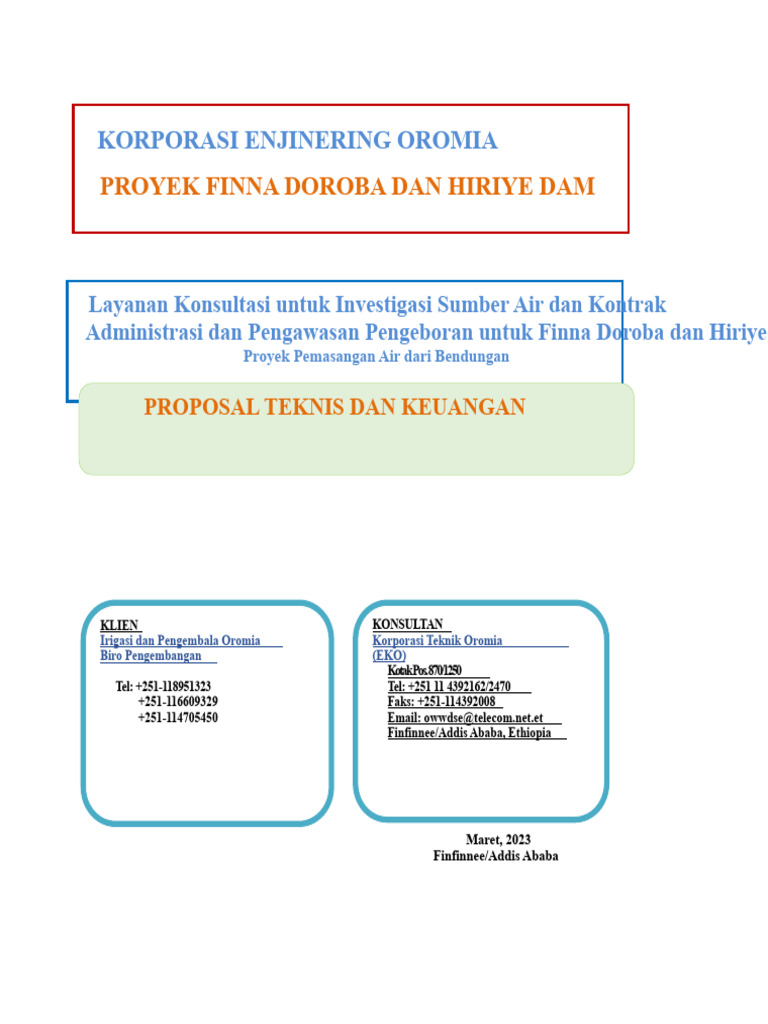 Proposal Proyek Air Finna Doroba | PDF