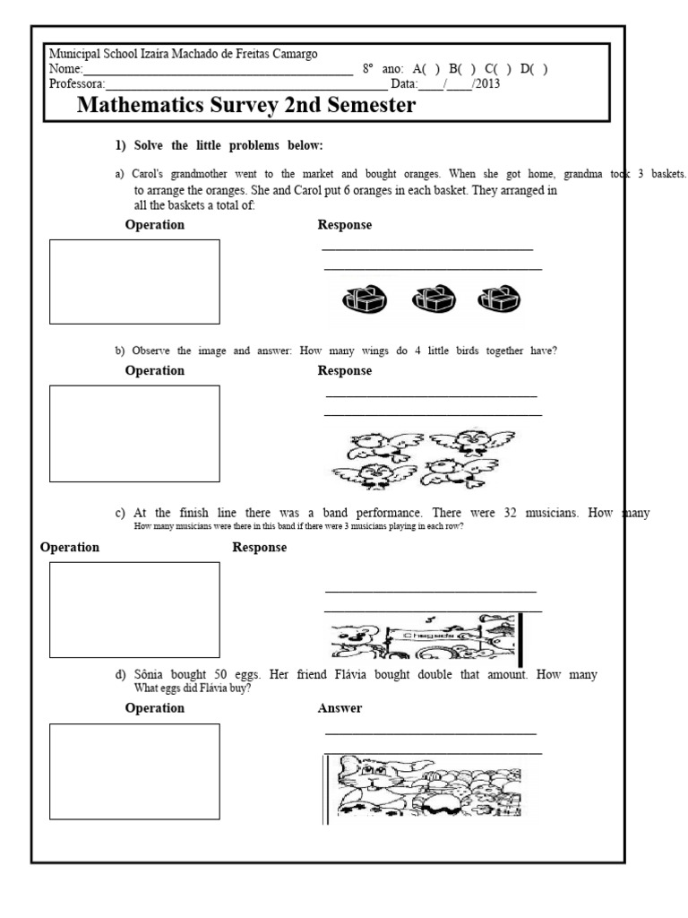 8th Grade Math Survey Questions | PDF | Mathematics
