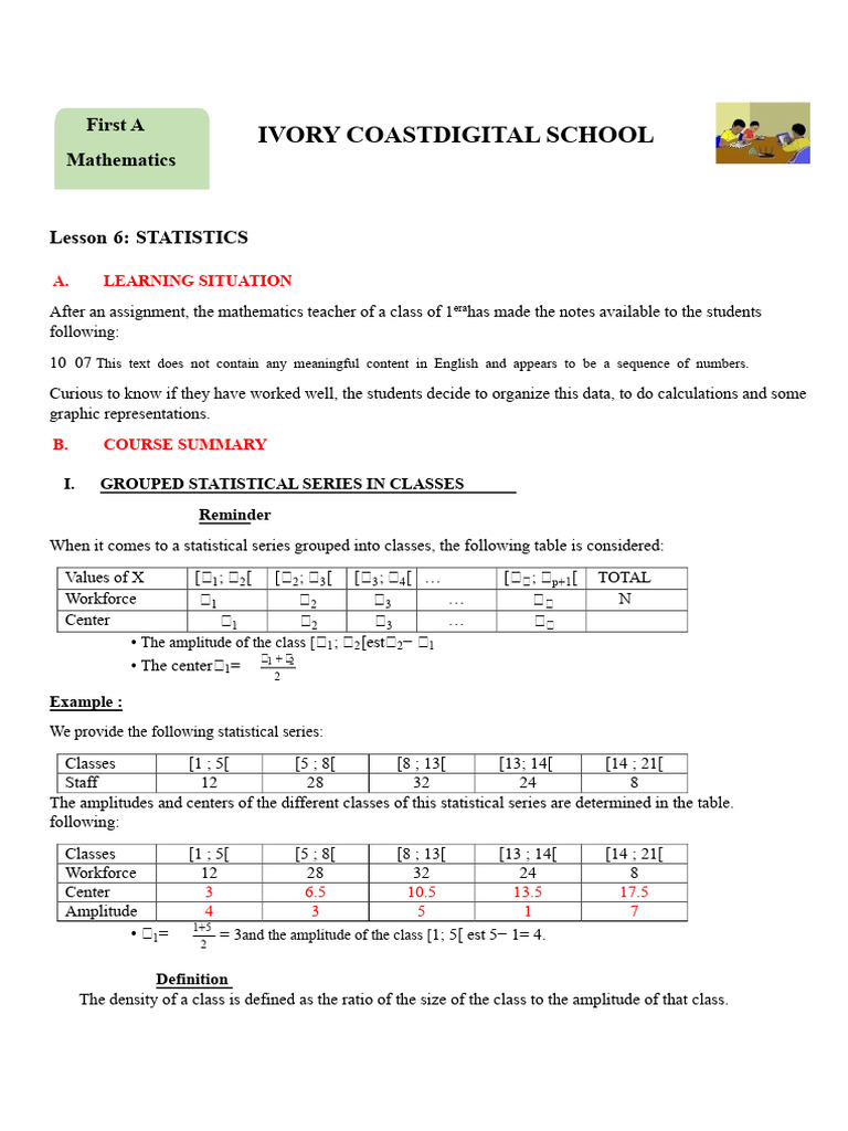 1A-Maths Lesson-06 Statistics | PDF | Quartile | Histogram