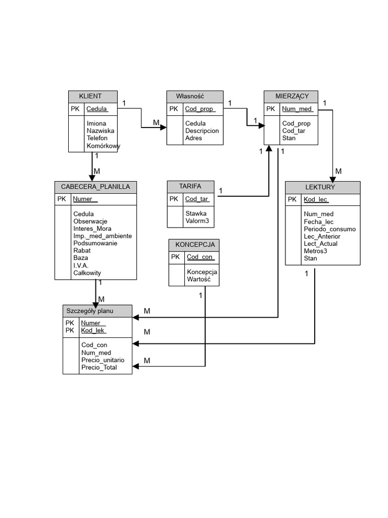 Diagram Encji-Relacji Dla Systemu Poboru Wody Pitnej | PDF