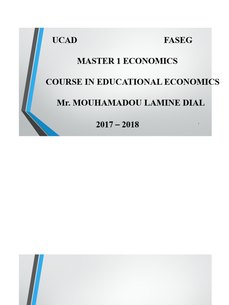ECONOMICS OF EDUCATION - 2018 - 1 - Chap - 1 | PDF | Human Capital ...