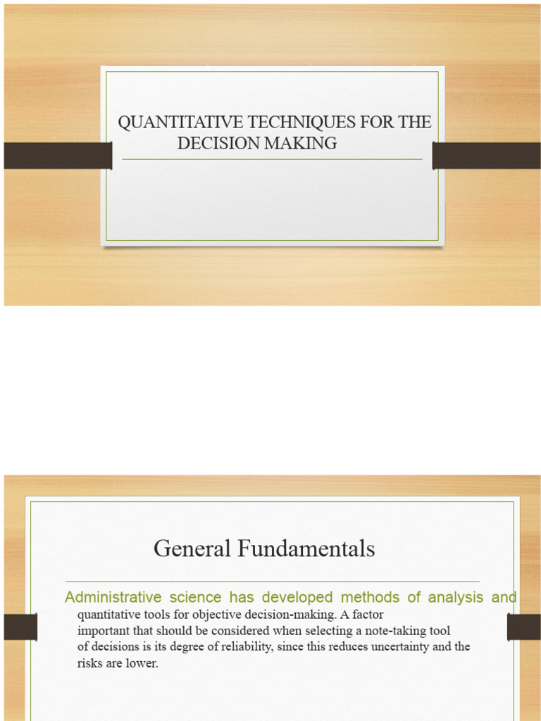 Quantitative Decision-Making Techniques | PDF | Stochastic Process ...