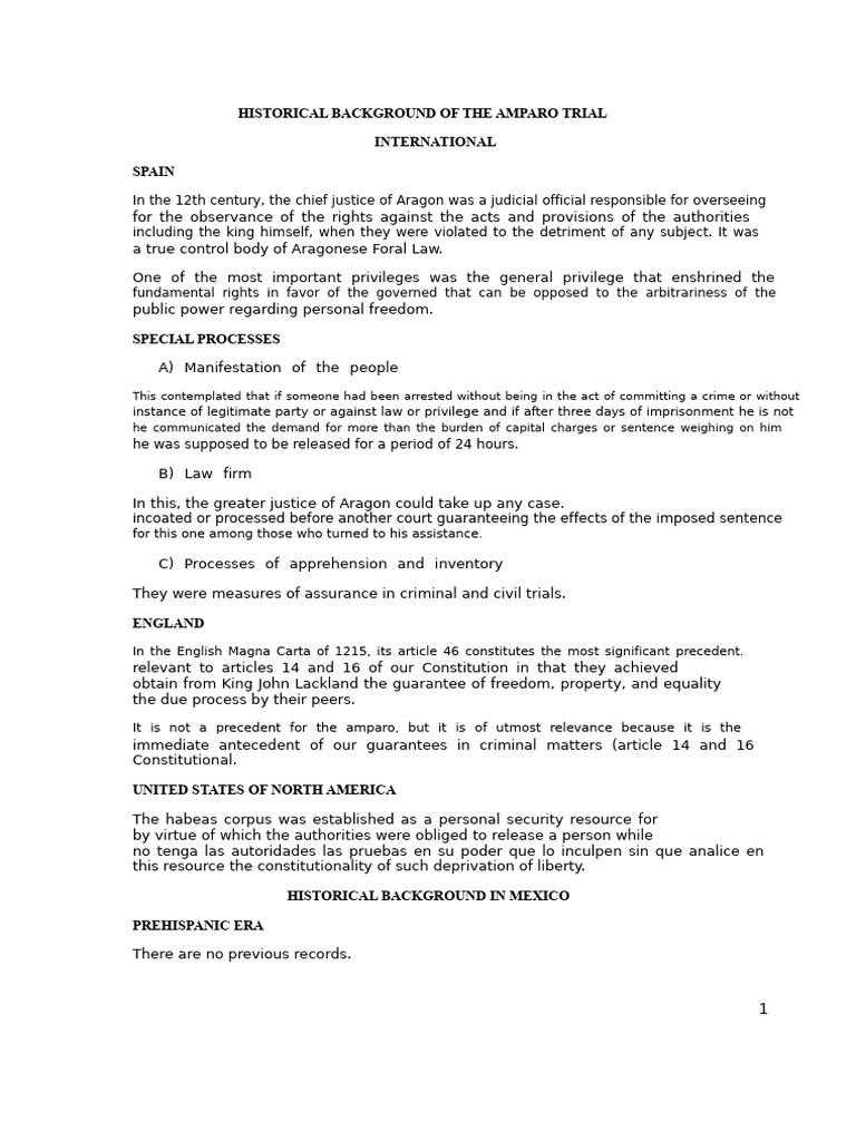 Historical Background of The Amparo Trial | PDF | Constitution ...
