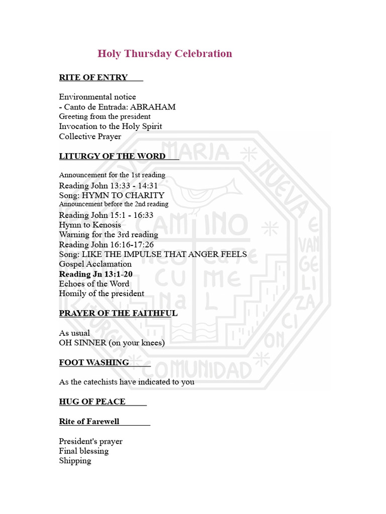 Celebration of Holy Thursday | PDF
