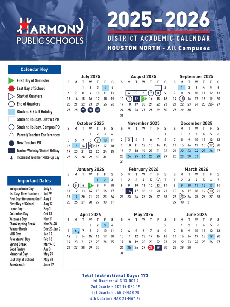 Houston North Academic Calendar 2025-2026 | PDF | Academic Term | Schools