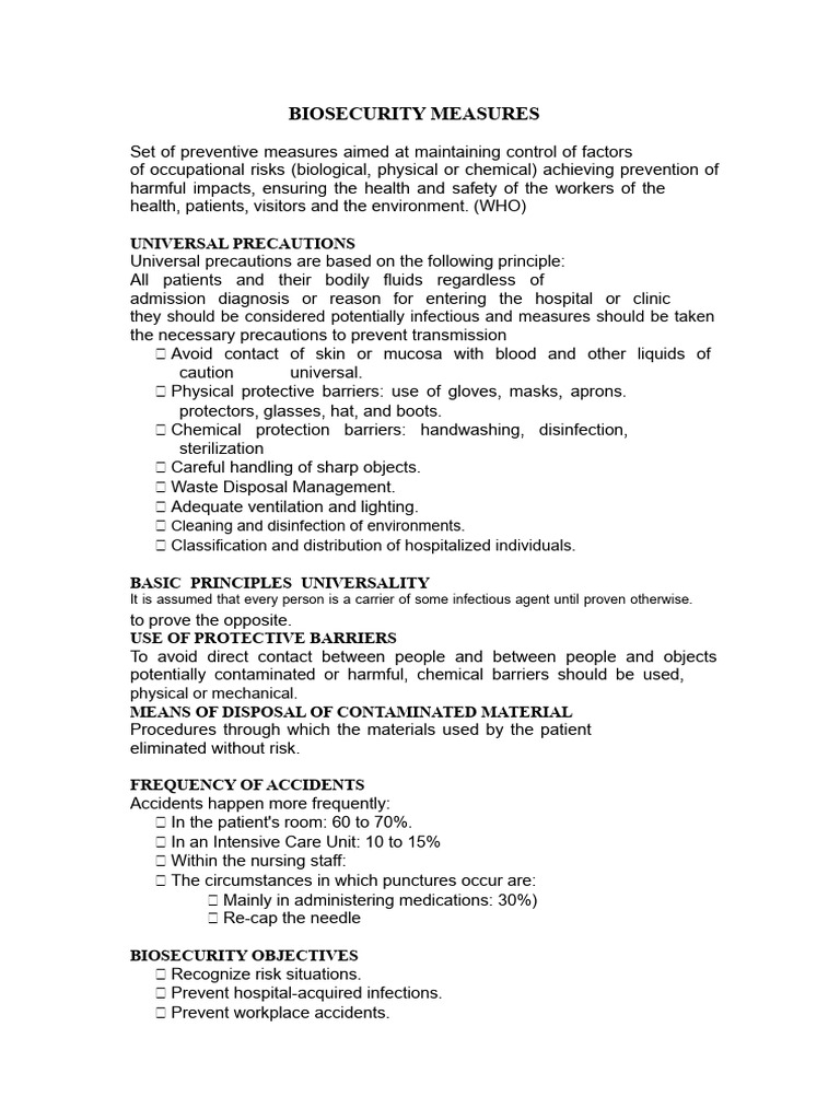 Biosecurity Measures | PDF | Hand Washing | Waste