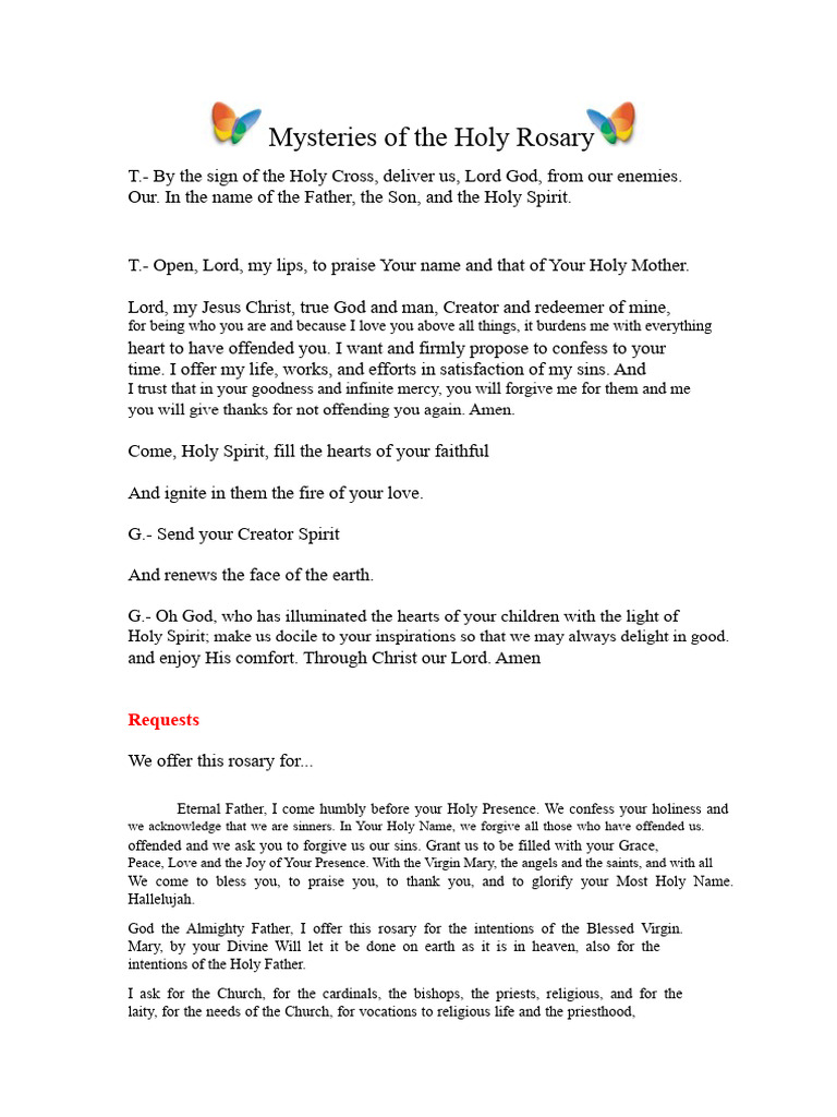 Mysteries of The Holy Rosary | PDF | Jesus | Mary, Mother Of Jesus