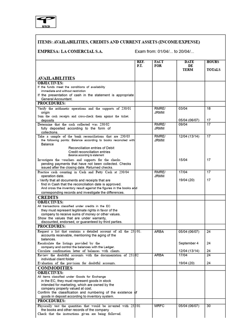 Financial Statement Audit Program Guide | PDF | Cash | Debits And Credits
