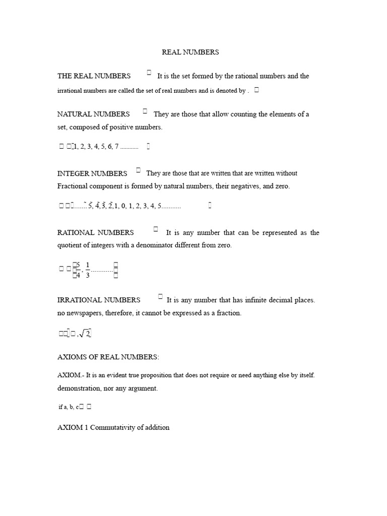 Understanding Real Numbers and Axioms | PDF | Numbers | Real Number