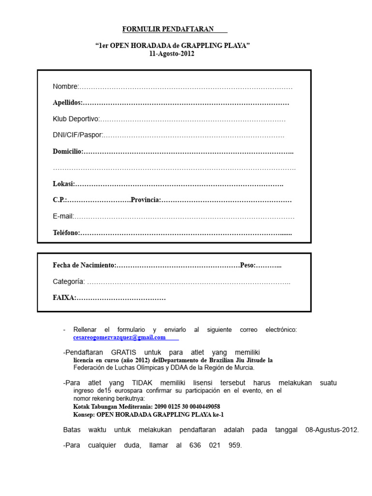 Formulir Pendaftaran | PDF