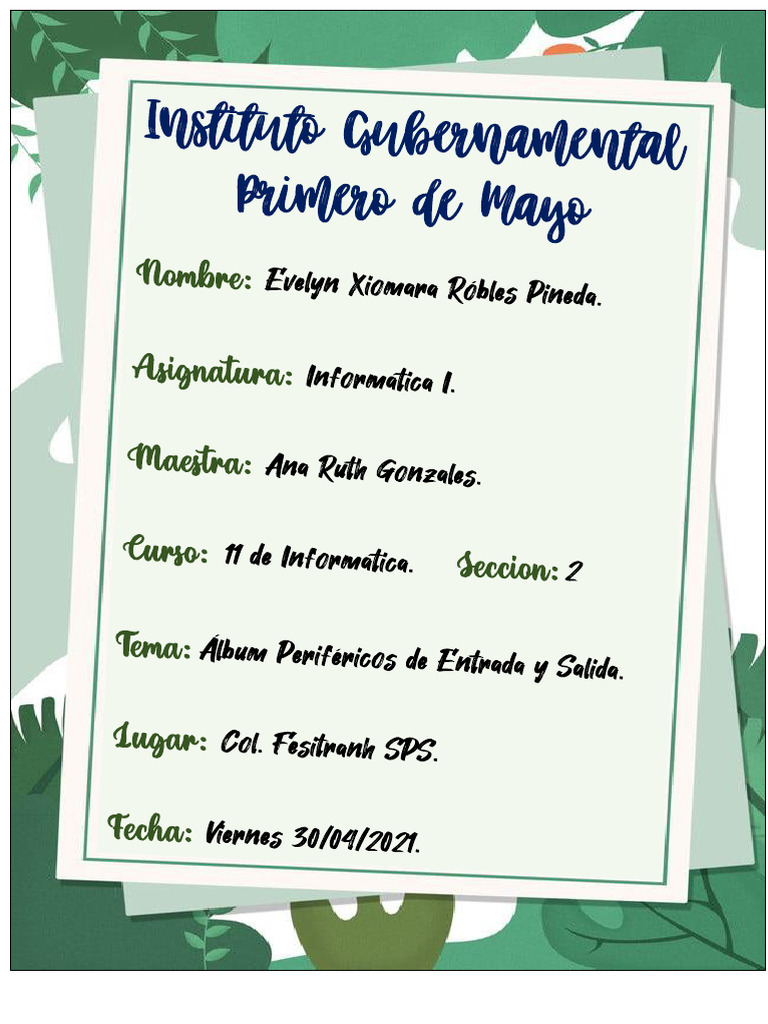 Input and Output Peripheral Album of A Computer | PDF | Computer ...