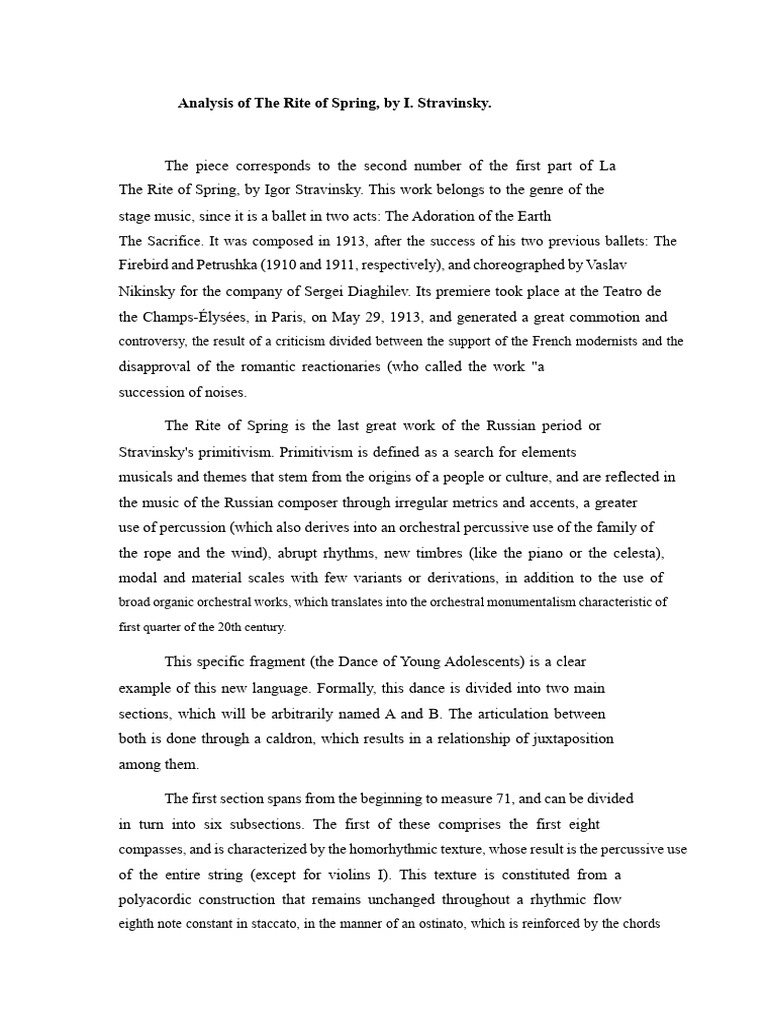 Analysis of Stravinsky's Rite of Spring | PDF | Violin | Harmony