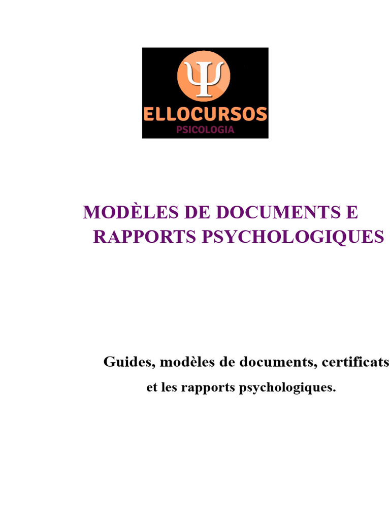 Modèles de Rapports Psychologiques | PDF | Psychothérapie | Psychologie