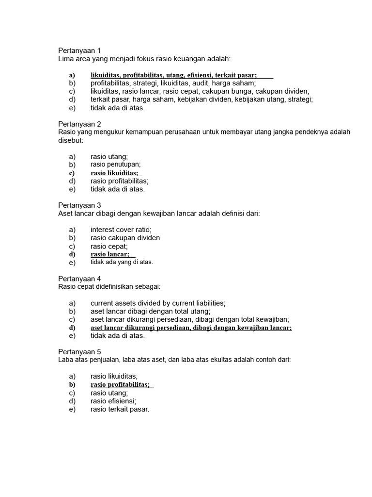 Panduan Rasio Keuangan untuk Analisis | PDF