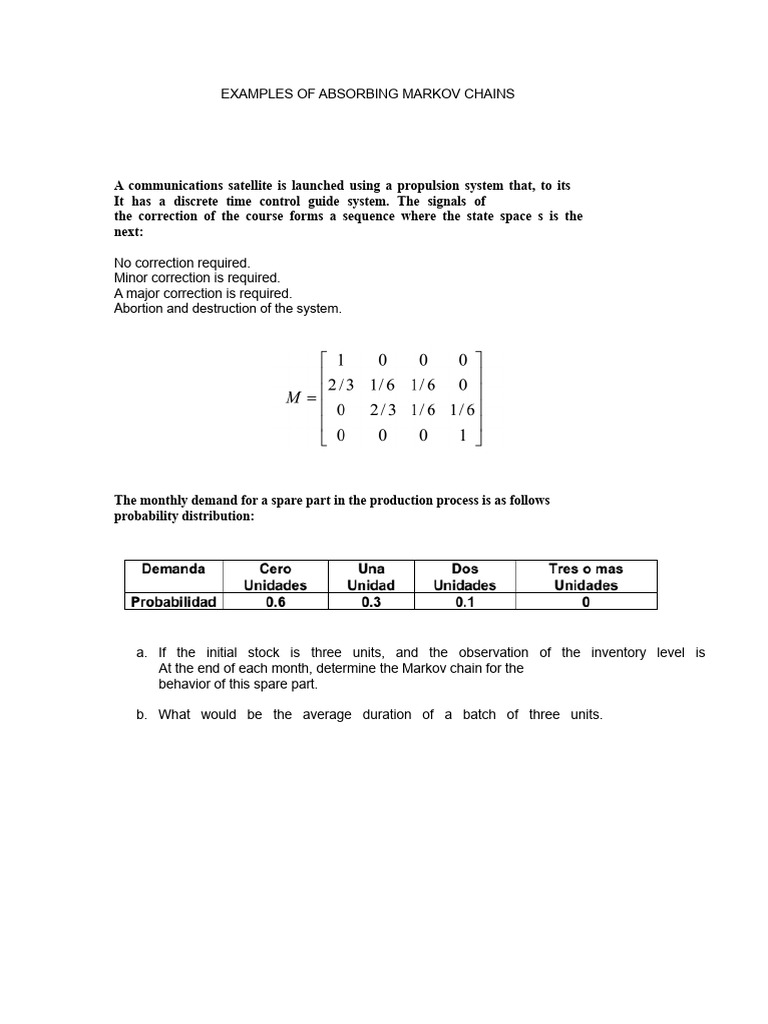 Examples of Absorbing Markov Chains | PDF